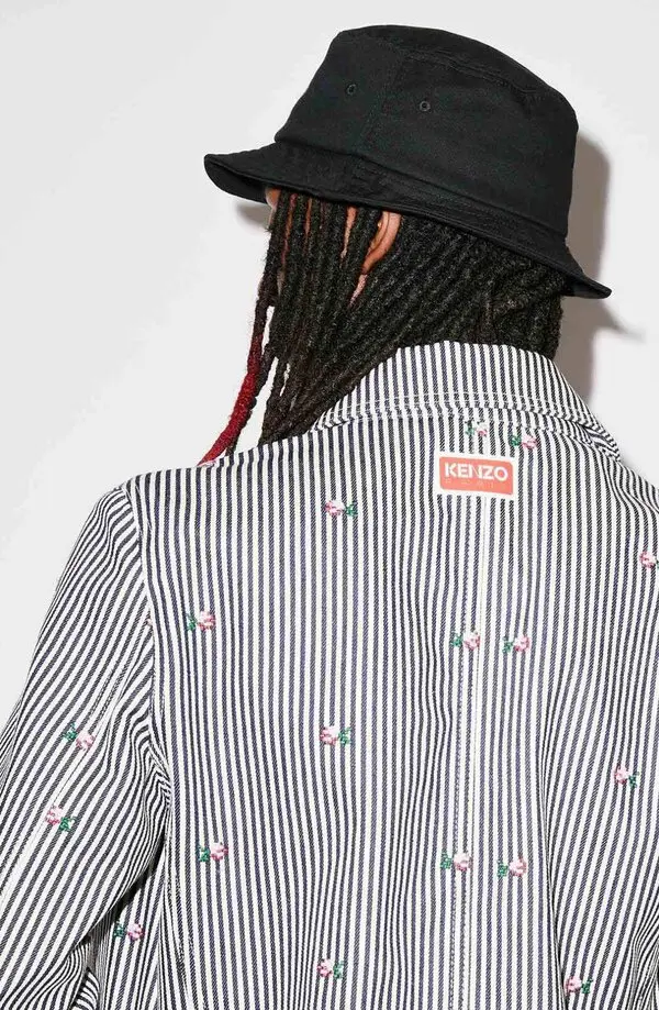 Kenzo Pixel Embroidered Striped Denim Workwear Jacket