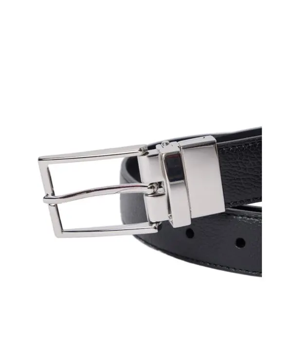 Emporio Armani Logo Debossed Leather Belt - Black