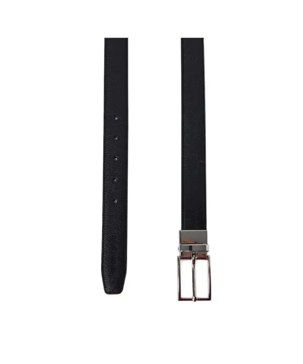 Emporio Armani Logo Debossed Leather Belt - Black