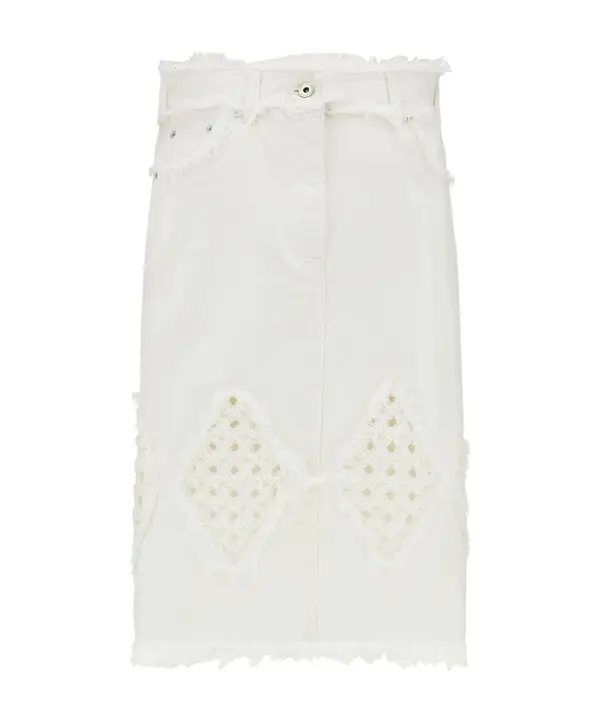 FERRAGAMO Denim Skirt With Frayed Detail - Mascarpone