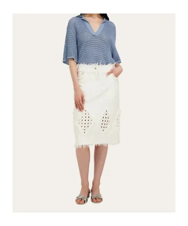 FERRAGAMO Denim Skirt With Frayed Detail
