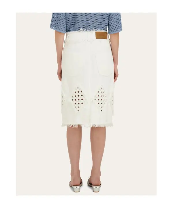 FERRAGAMO Denim Skirt With Frayed Detail