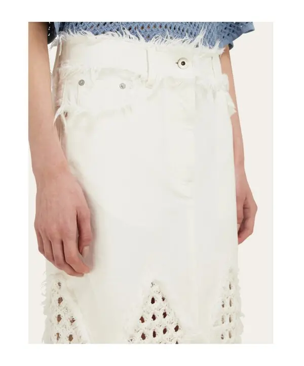 FERRAGAMO Denim Skirt With Frayed Detail