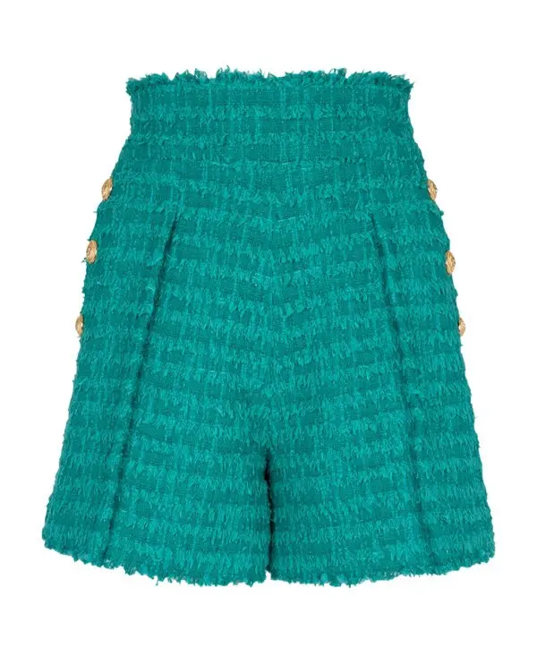 Balmain Buttoned Tweed Shorts