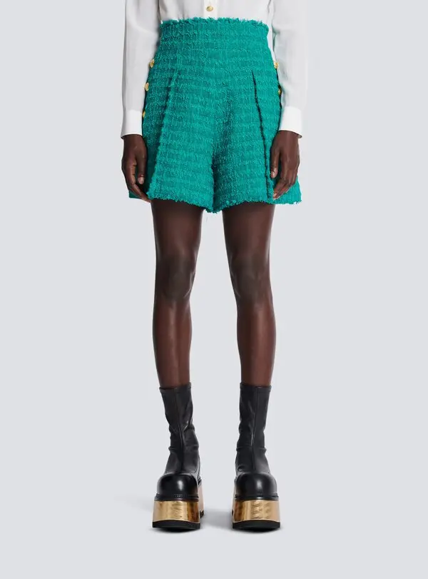 Balmain Buttoned Tweed Shorts