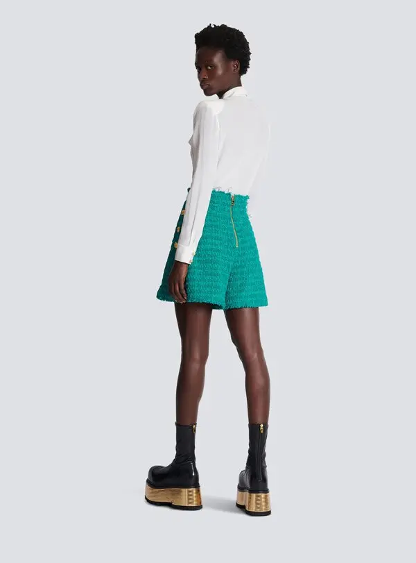 Balmain Buttoned Tweed Shorts