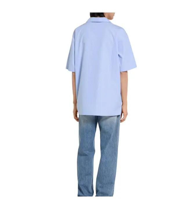Gucci Thin Striped Poplin Bowling Shirt - Light Blue
