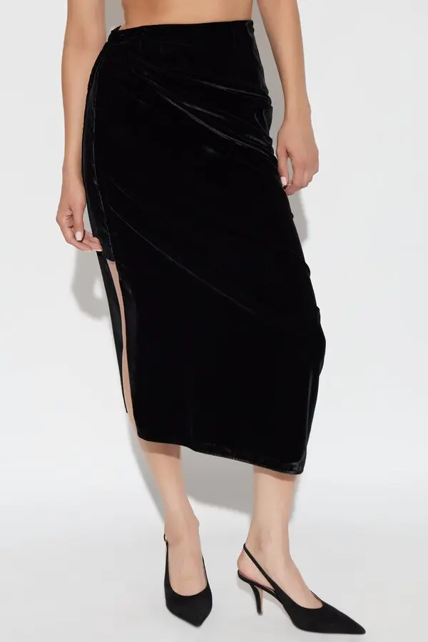 Etro Velvet Midi Skirt With Pleated Details