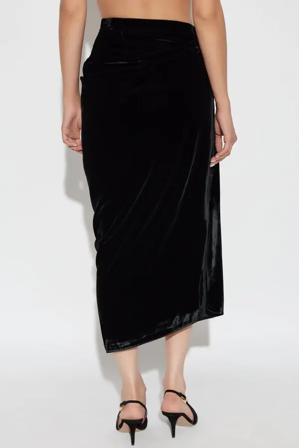 Etro Velvet Midi Skirt With Pleated Details