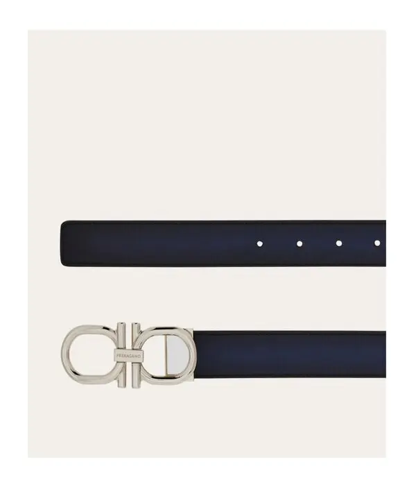 FERRAGAMO Gancini Buckle Belt - Graphite/black/dark Blue