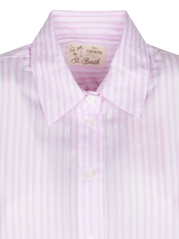 MC2 SAINT BARTH Striped Long Shirt Dress - Pink