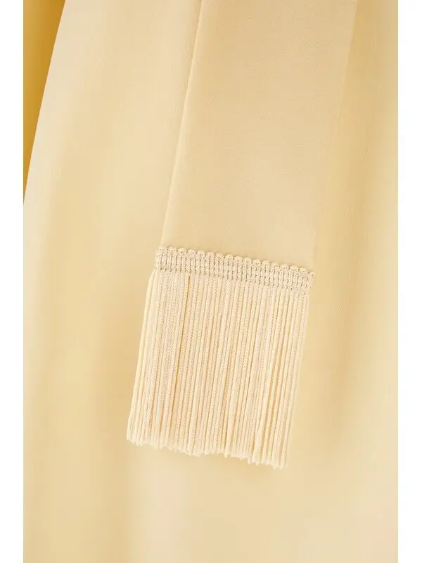 Valentino Garavani Crepe De Chine Long Sleeve Blouse With Fringe Detail - Birch