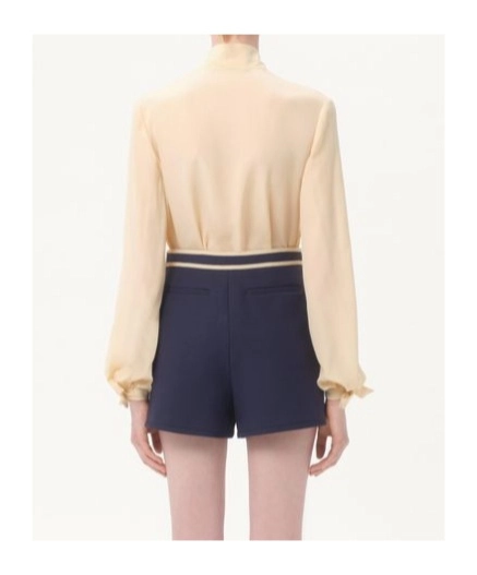 Valentino Garavani Crepe De Chine Long Sleeve Blouse With Fringe Detail - Birch