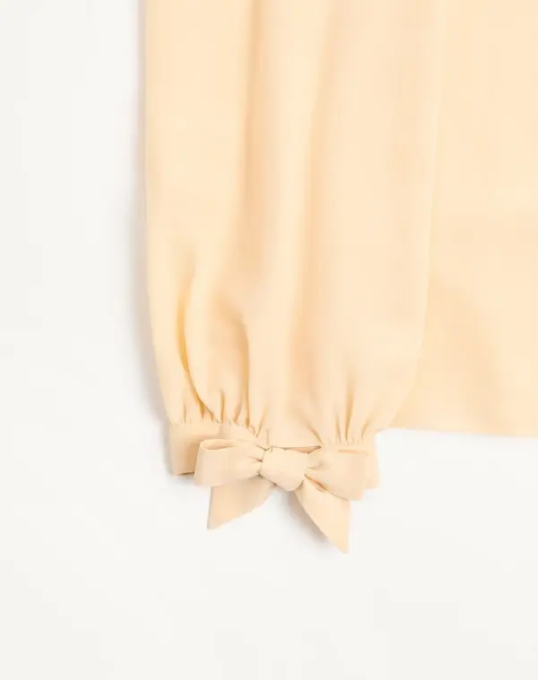 Valentino Garavani Crepe De Chine Long Sleeve Blouse With Fringe Detail - Birch