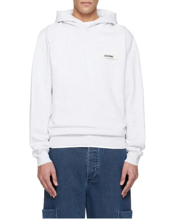 Jacquemus The Gros Grain Long Sleeved Hoodie - Grey