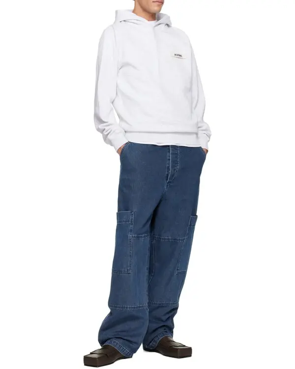 Jacquemus The Gros Grain Long Sleeved Hoodie - Grey