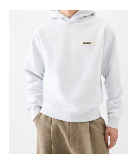 Jacquemus The Gros Grain Long Sleeved Hoodie - Grey