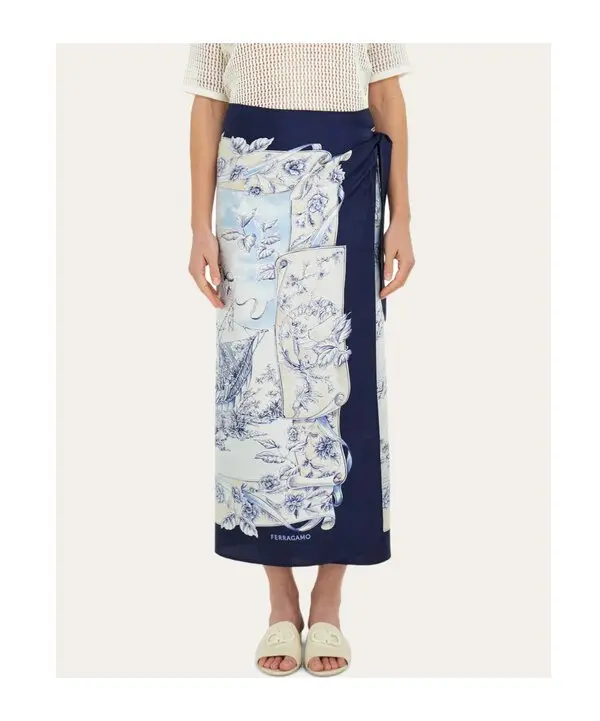 FERRAGAMO Voyage Print Silk Sarong - Blue