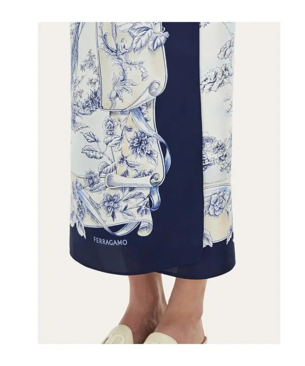 FERRAGAMO Voyage Print Silk Sarong - Blue