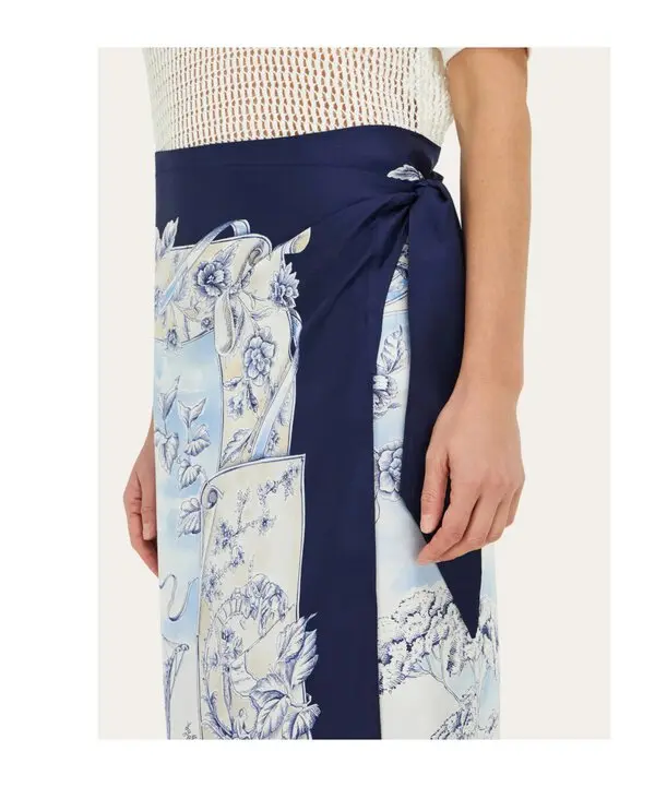 FERRAGAMO Voyage Print Silk Sarong - Blue