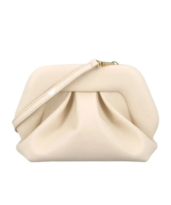 THEMOIRE Gea Pleated Clutch Bag - Shell