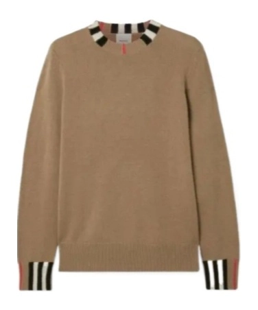 Burberry Cashmere Jumper With Striped Edging - Beige