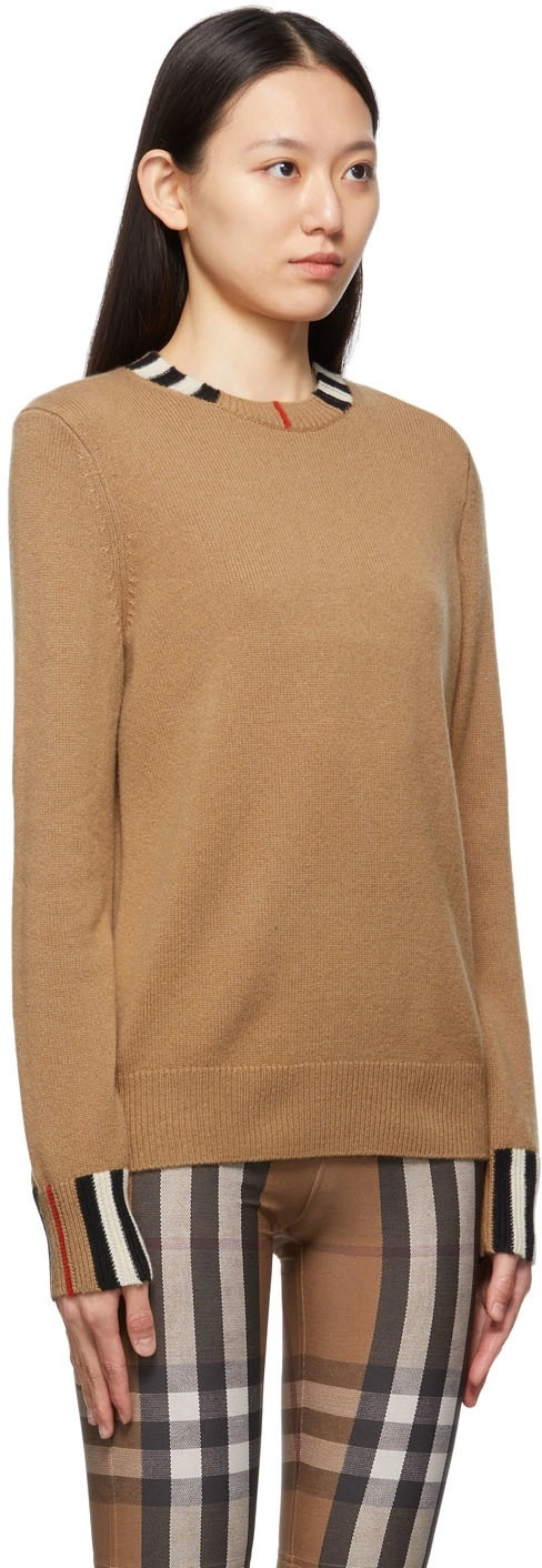 Burberry Cashmere Jumper With Striped Edging - Beige