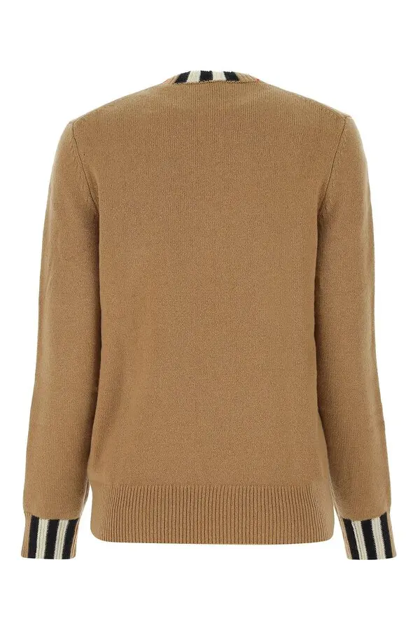 Burberry Cashmere Jumper With Striped Edging
