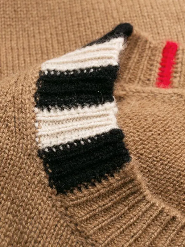 Burberry Cashmere Jumper With Striped Edging