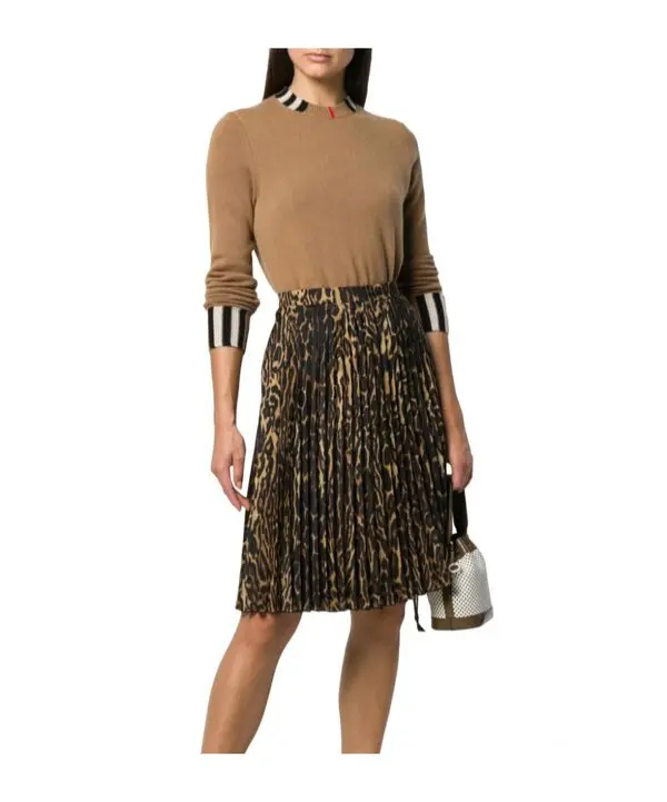 Burberry Cashmere Jumper With Striped Edging