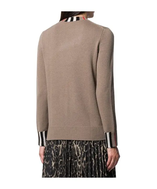 Burberry Cashmere Jumper With Striped Edging