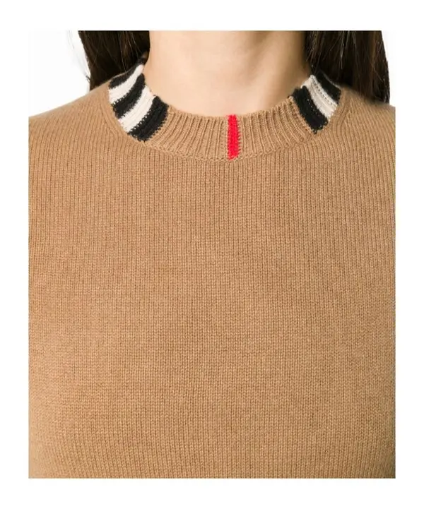 Burberry Cashmere Jumper With Striped Edging