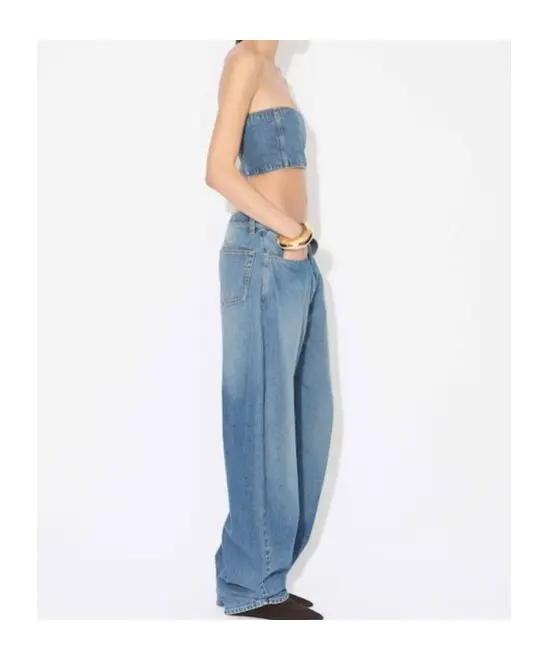 Alaïa Low Waist Curved Leg Jeans - Mineral