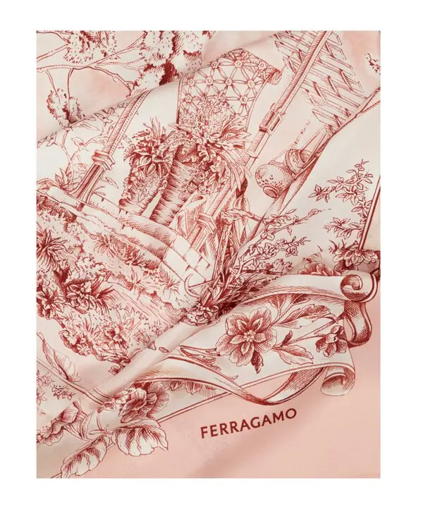 FERRAGAMO Voyage Print Silk Sarong - Pink