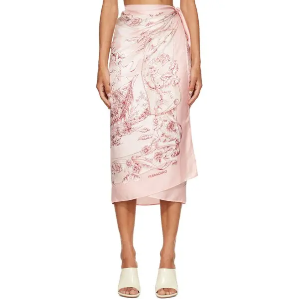 FERRAGAMO Voyage Print Silk Sarong - Pink
