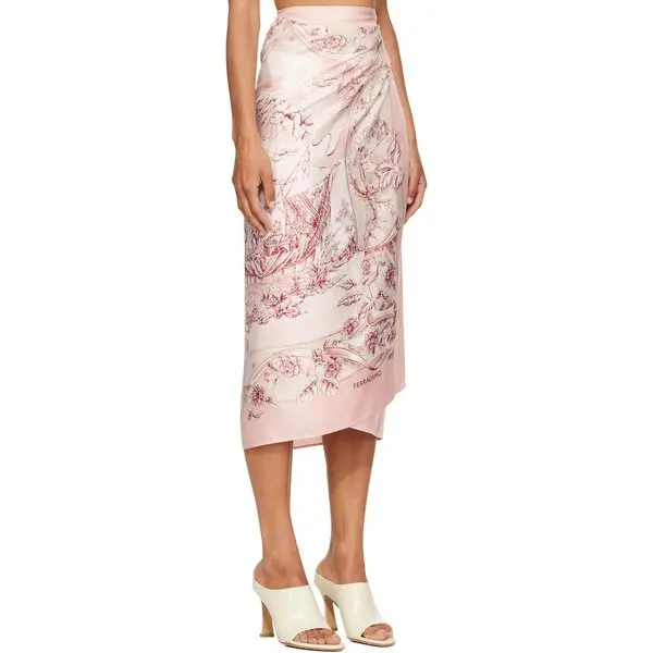 FERRAGAMO Voyage Print Silk Sarong - Pink