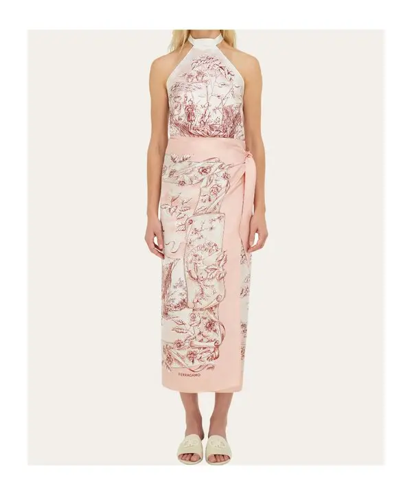 FERRAGAMO Voyage Print Silk Sarong - Pink