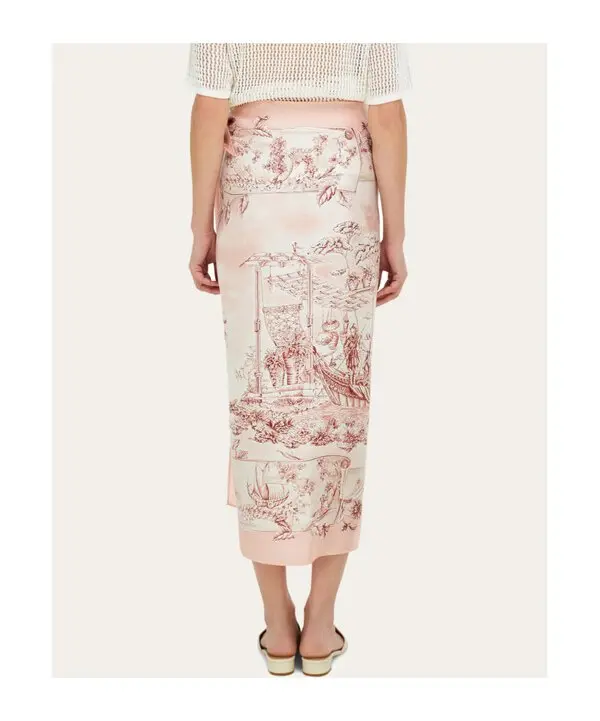 FERRAGAMO Voyage Print Silk Sarong - Pink