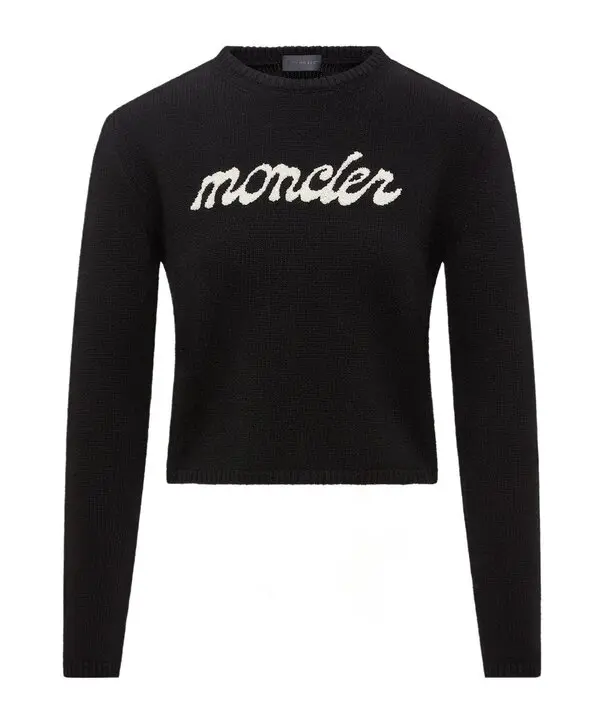 Moncler Logo Detailed Crewneck Sweater - Black