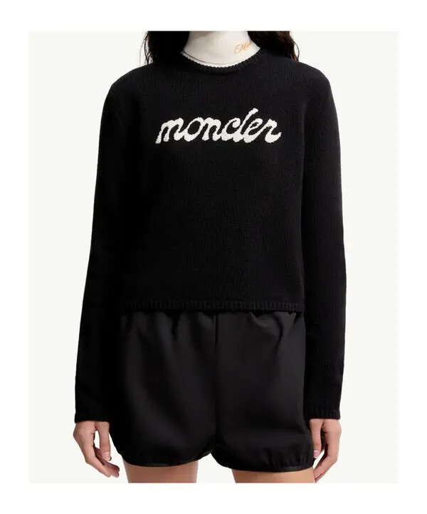 Moncler Logo Detailed Crewneck Sweater - Black