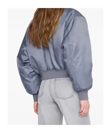 ANINE BING Cropped Bomber Jacket With Zip Closure - Gray