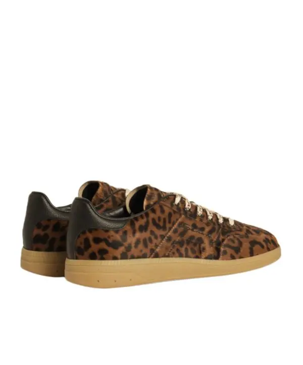 Santoni Leopard Print Lace-up Sneakers
