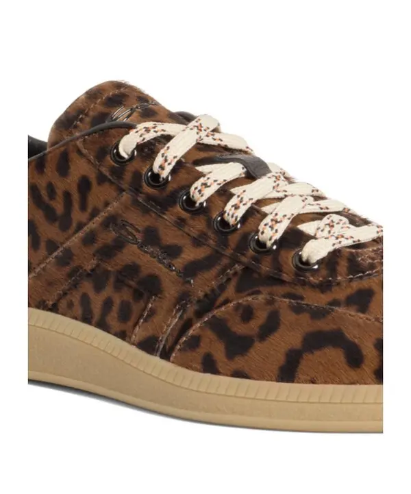 Santoni Leopard Print Lace-up Sneakers