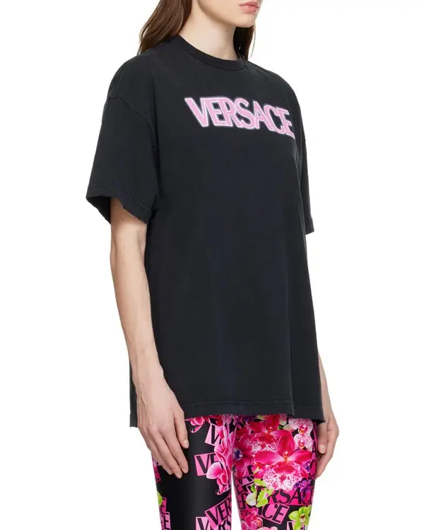Versace Logo Printed Crewneck T-shirt