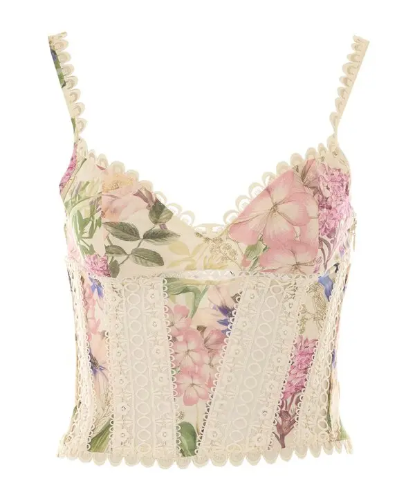 Charo Ruiz Ibiza Poppy Lace Trim Crop Top - No