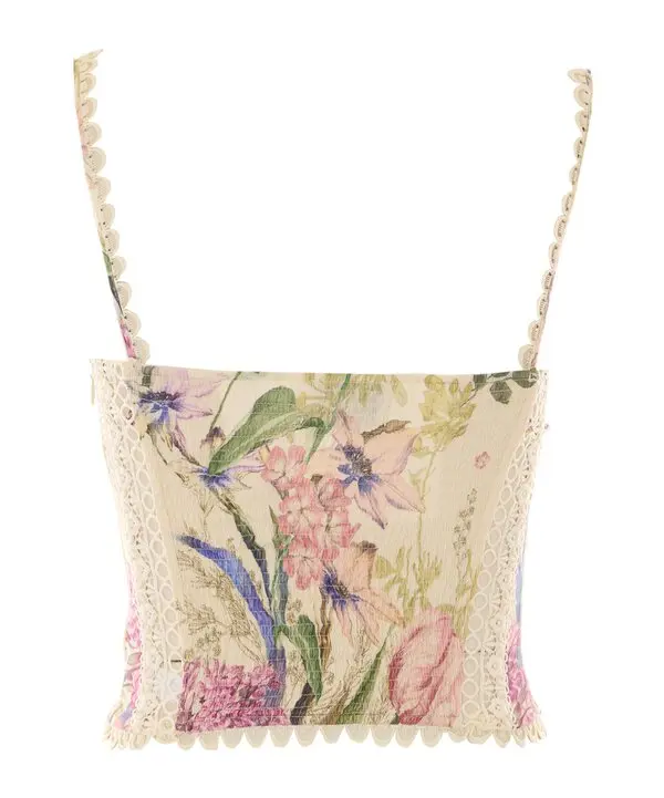 Charo Ruiz Ibiza Poppy Lace Trim Crop Top - Nude