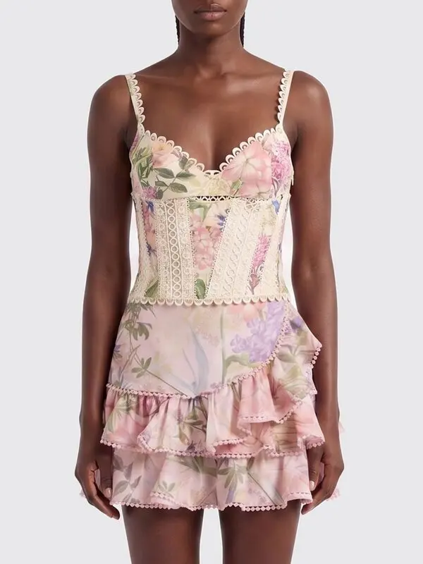 Charo Ruiz Ibiza Poppy Lace Trim Crop Top - Nude