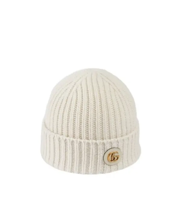 Gucci Double G Knitted Beanie - White