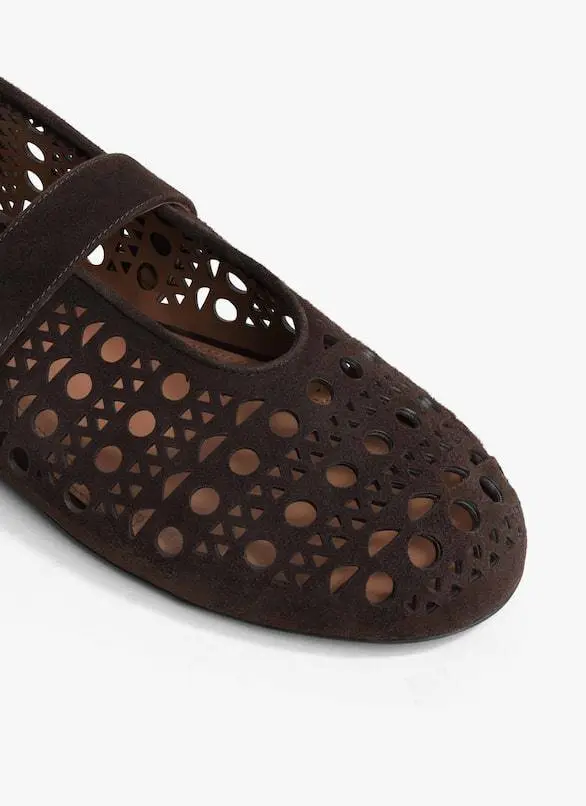 Alaïa Vienne Perforated Suede Ballerinas - Dark Brown