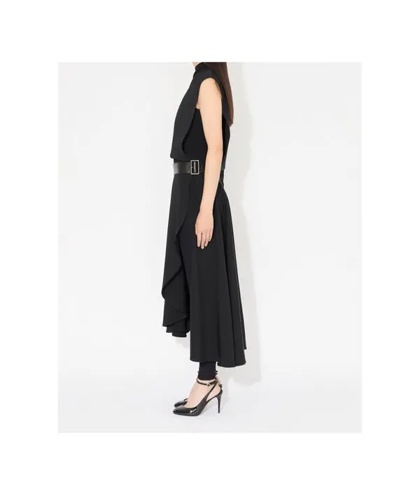 Alaïa Asymmetrical Belted High Neck Dress